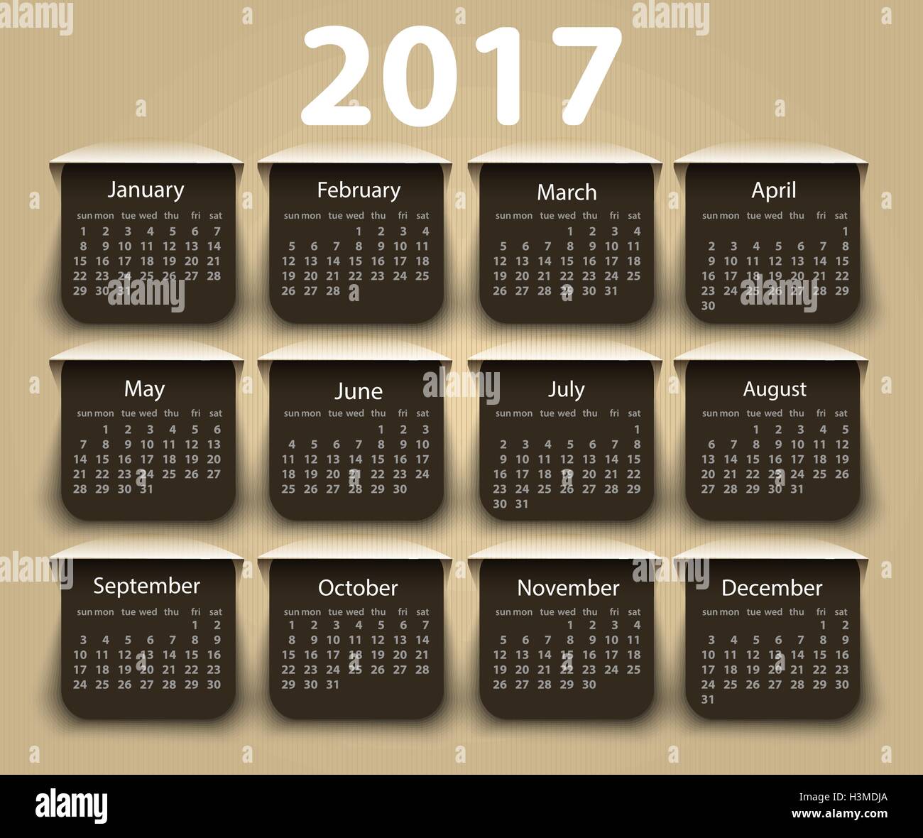 Calendar 2017 year vector design template Stock Vector Image & Art - Alamy