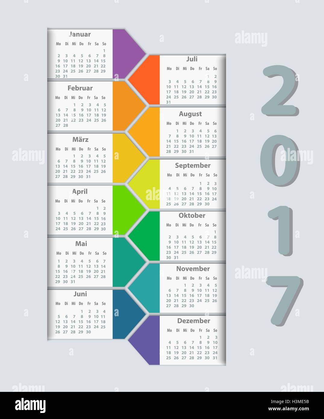Calendar 2017 year German. Week starting on Monday Stock Vector Image ...