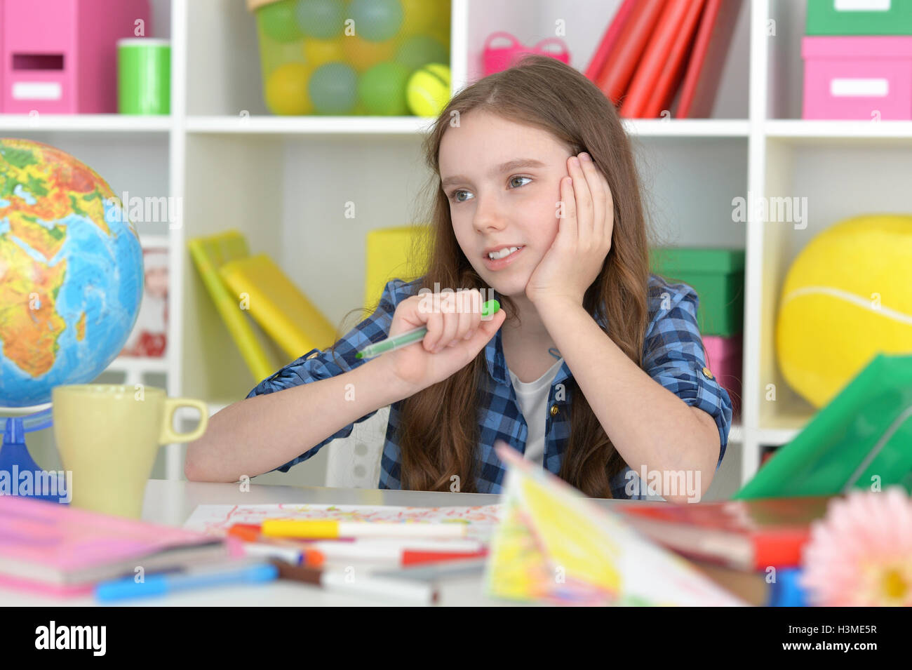 student girl at class Stock Photo - Alamy