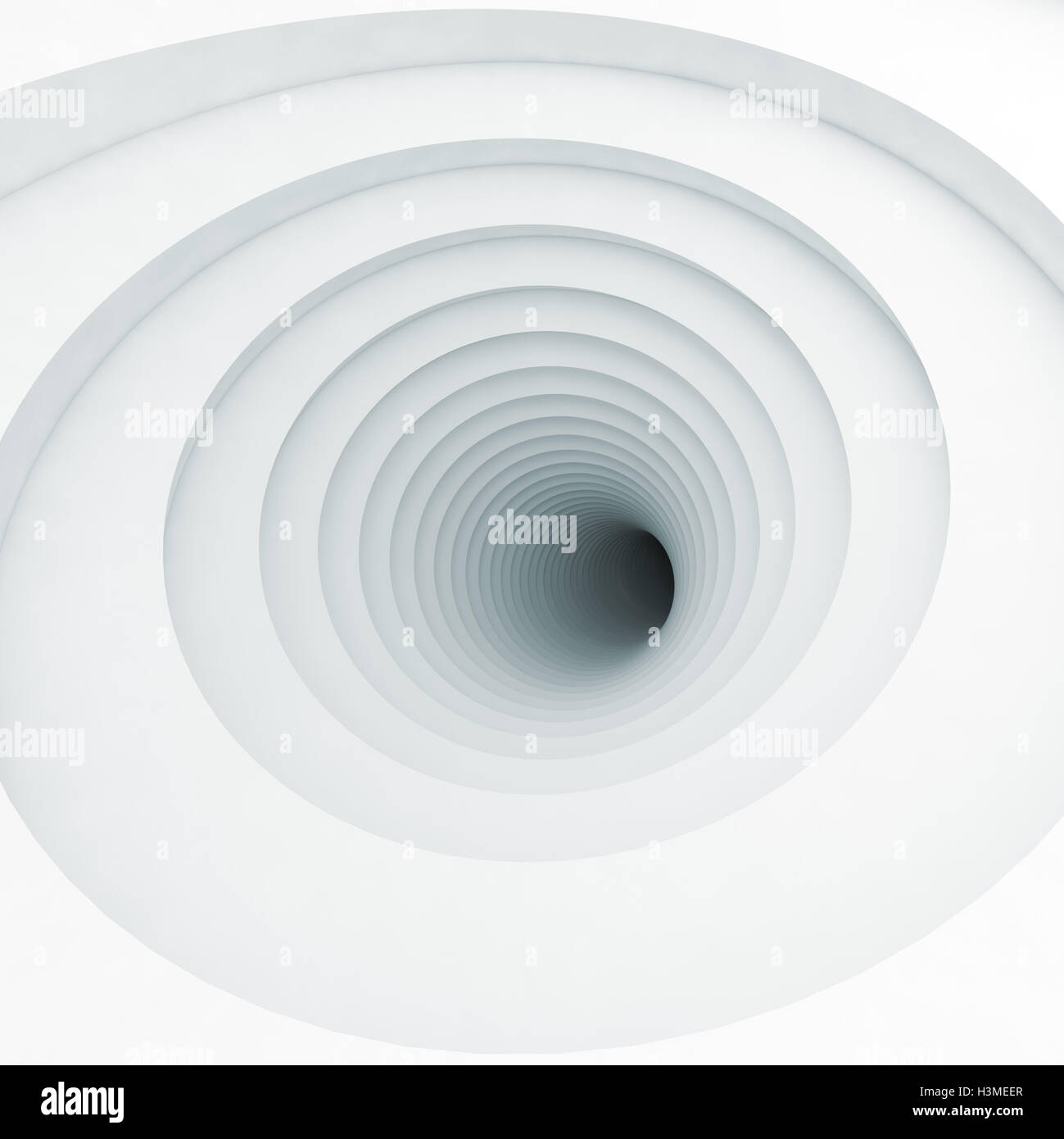 Abstract square digital background, white vortex tunnel interior with ...