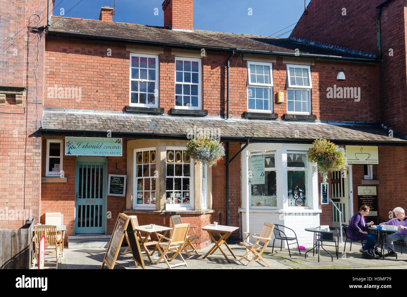 Chocolate shop and cafe in Strutt Street, Belper, Derbyshire Stock ...