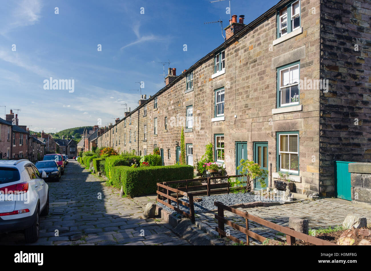 Stone houses in Long Row, Belper which were built by the Strutt family ...