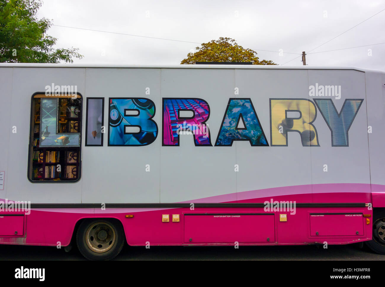 Artistic wording on side of mobile library van Milton Cambridge ...