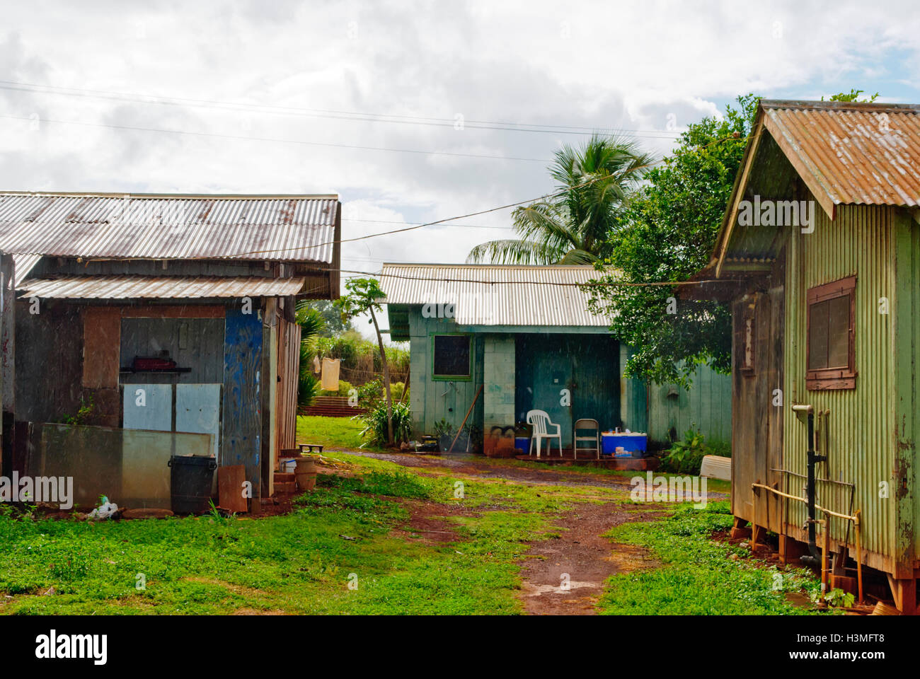 Farm buildings on Kauai island Hawaii beach travel USA Stock Photo - Alamy