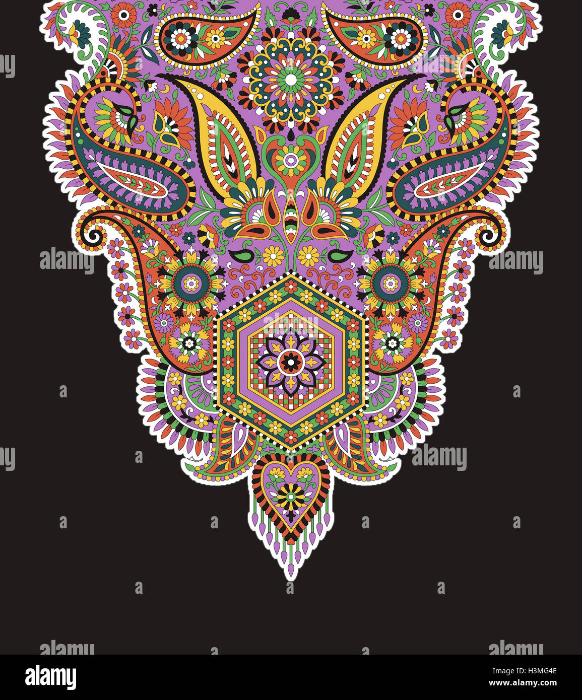 beautiful colorful textile print unique dress neck design Stock Photo ...