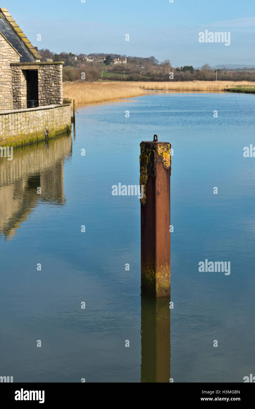 A view back up the still waters of the River Brit estuary from the ...