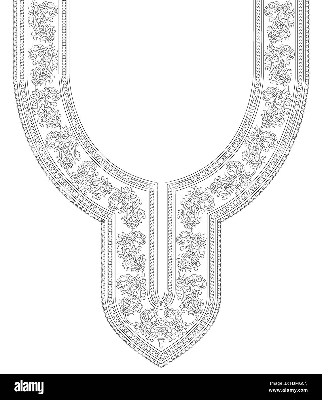 beautiful textile print unique dress neck outline draw design Stock ...