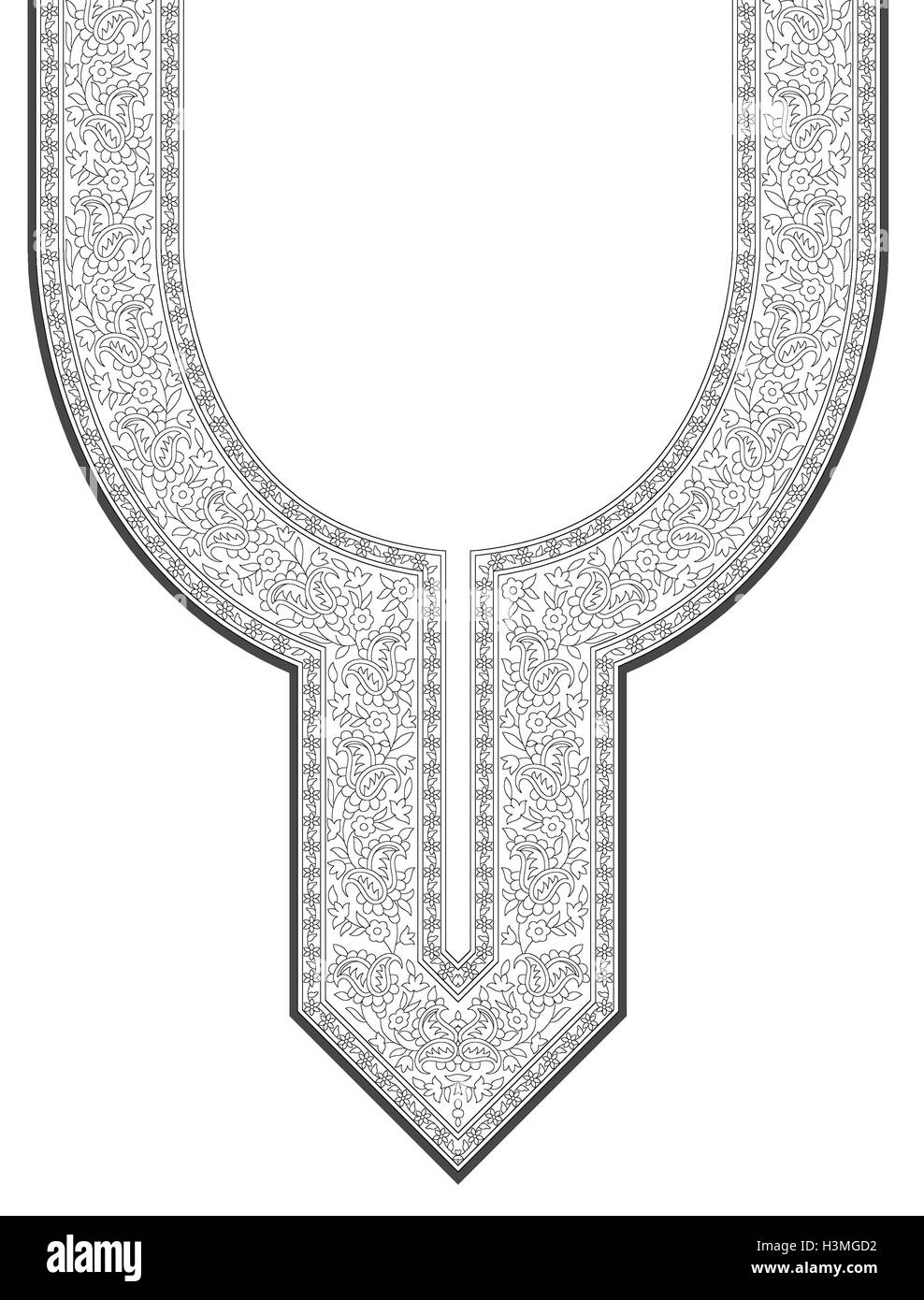 beautiful textile print unique dress neck outline draw design Stock ...