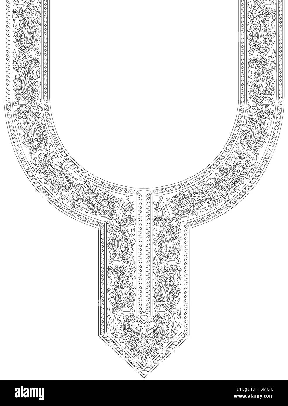 beautiful textile print unique dress neck outline draw design Stock ...