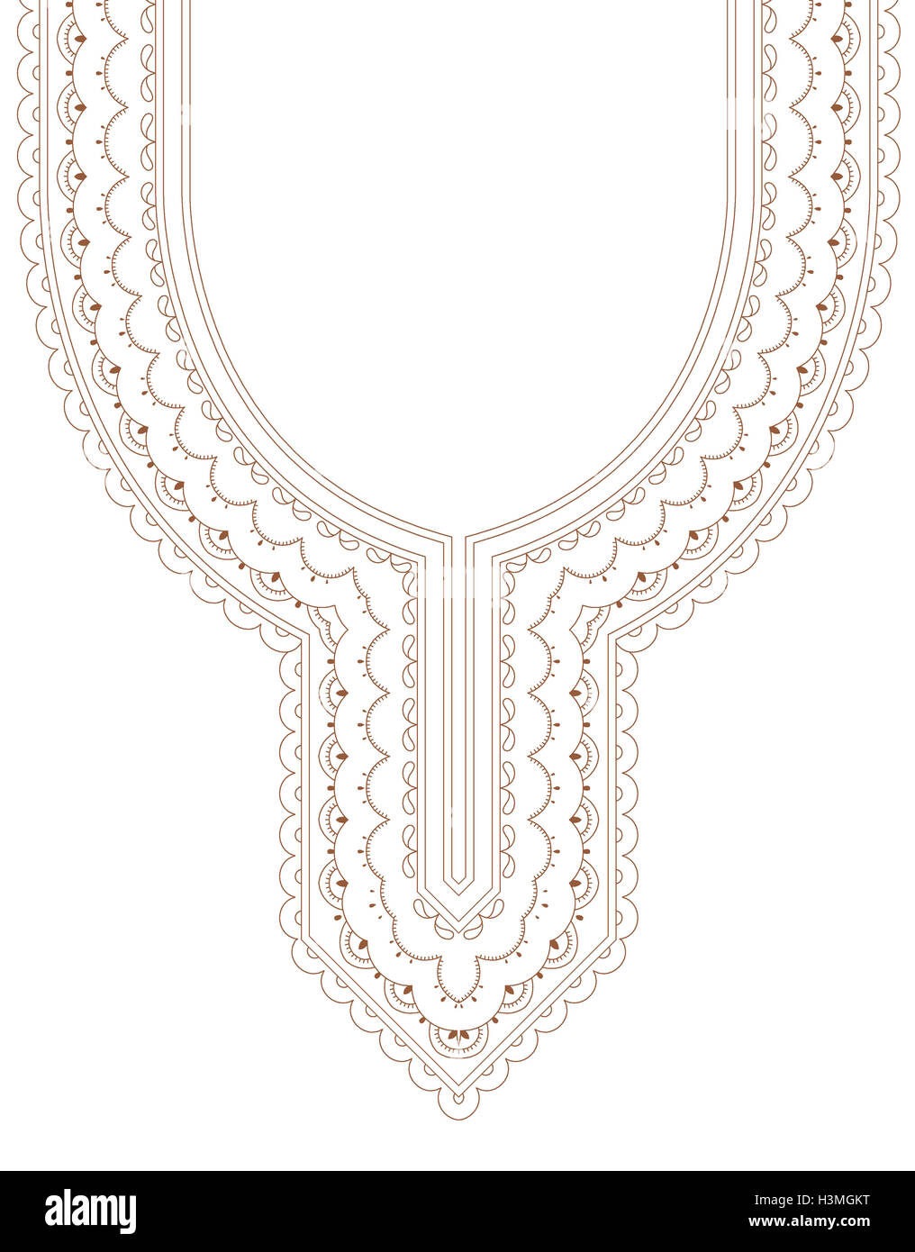 beautiful textile print unique dress neck outline draw design Stock ...