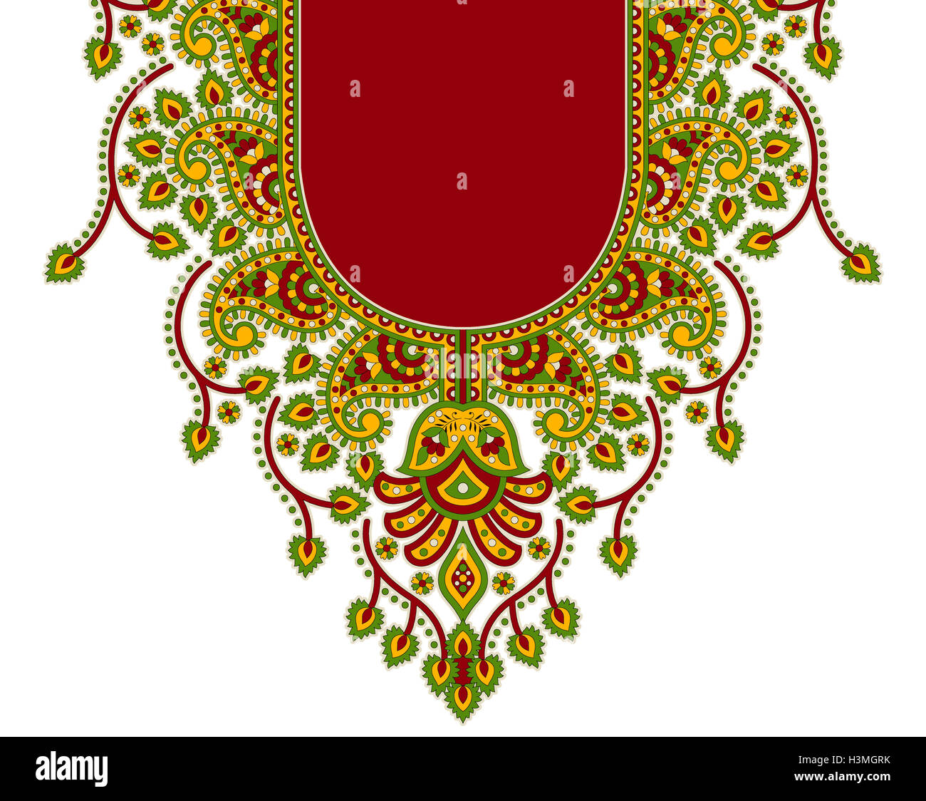 beautiful colorful textile print unique dress neck design Stock Photo ...