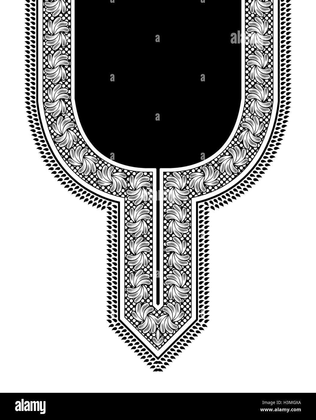 beautiful textile print unique dress neck outline draw design Stock ...