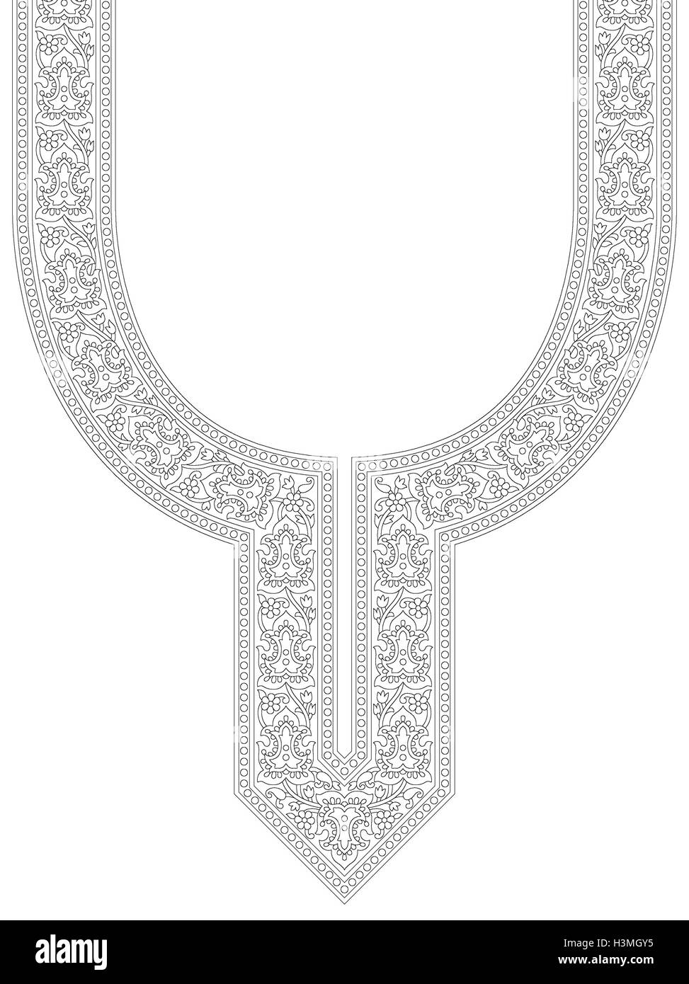 beautiful textile print unique dress neck outline draw design Stock ...