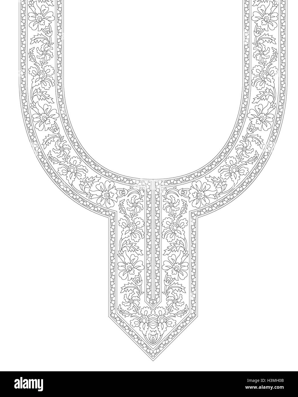 beautiful textile print unique dress neck outline draw design Stock ...