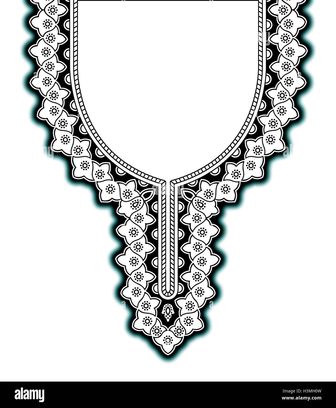 beautiful textile print unique dress neck outline draw design Stock ...