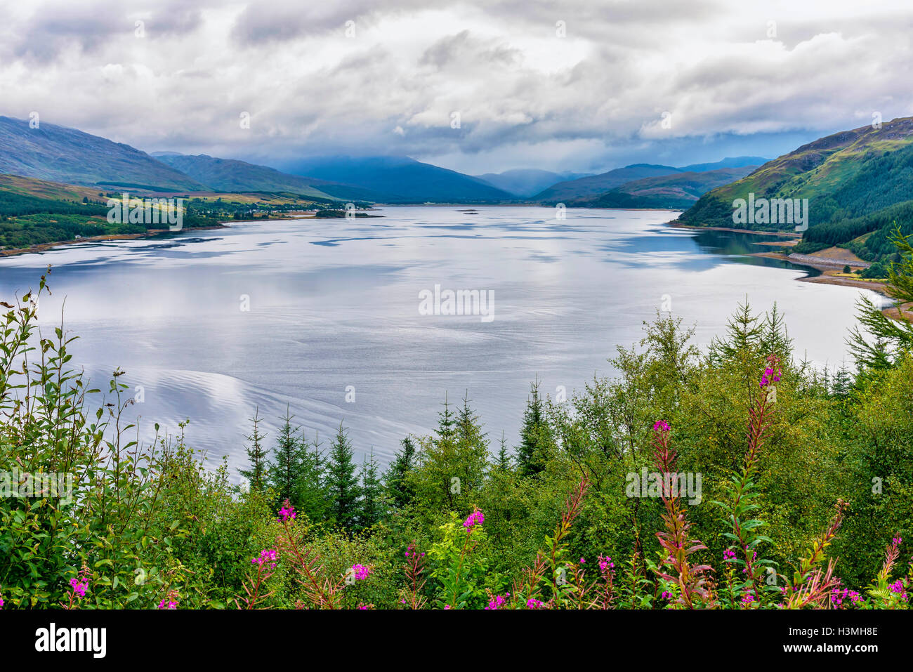 View of Loch Carron, Scotland. This is a sea loch on the west coast of ...