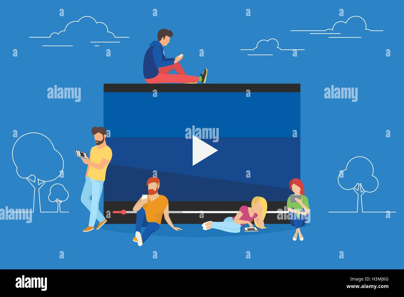Video watching concept illustration Stock Vector Image & Art - Alamy