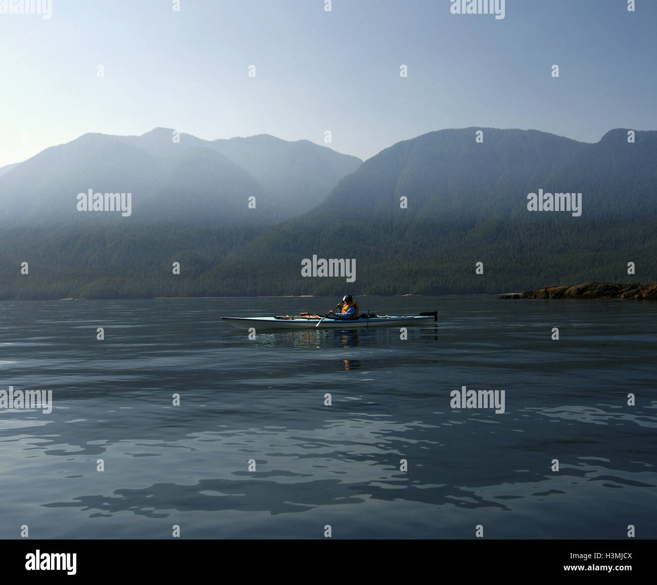 Kayaking in Johnstone strait. Vancouver island. British Columbia ...