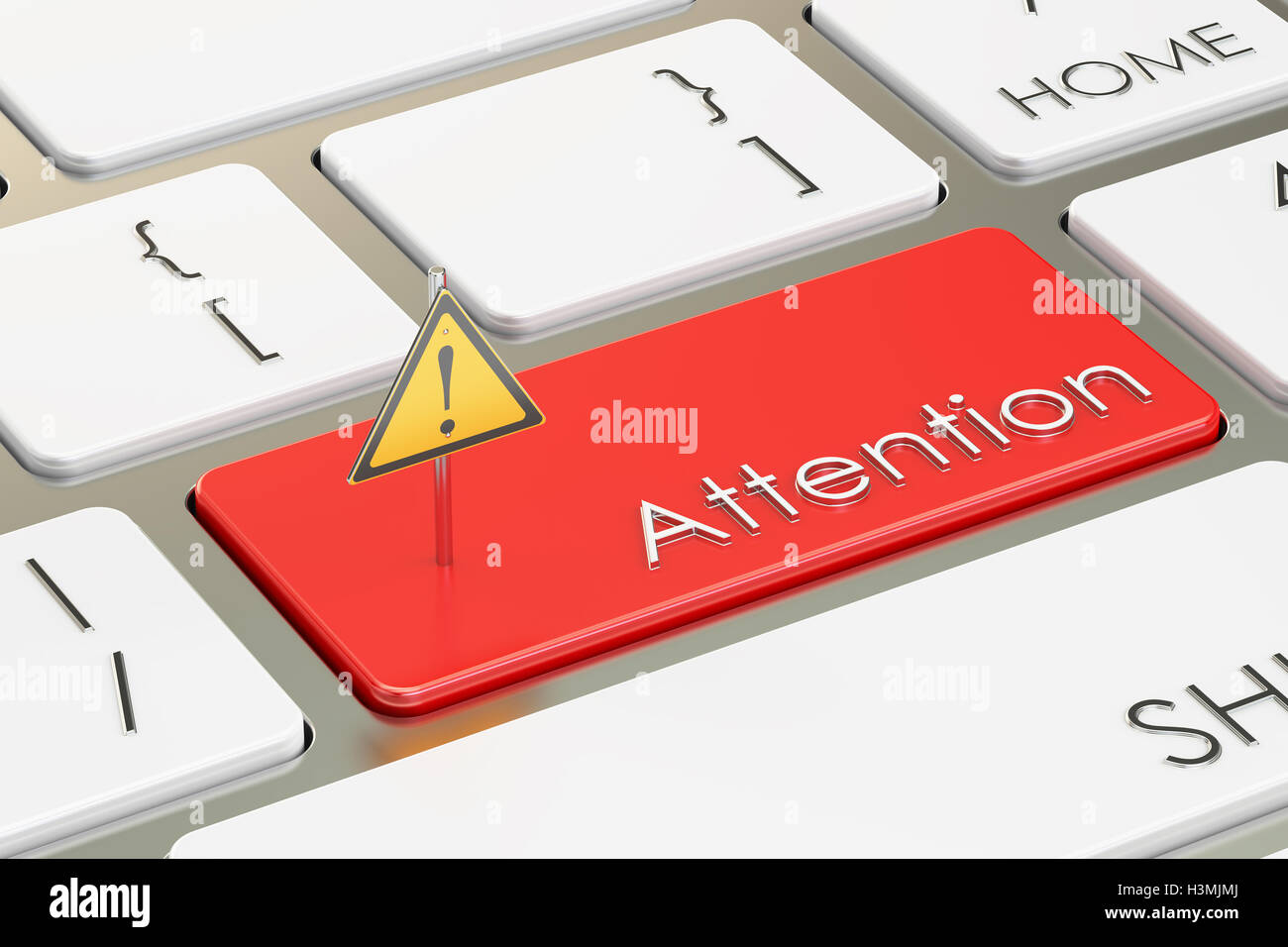 Attention button, on the computer keyboard. 3D rendering Stock Photo ...