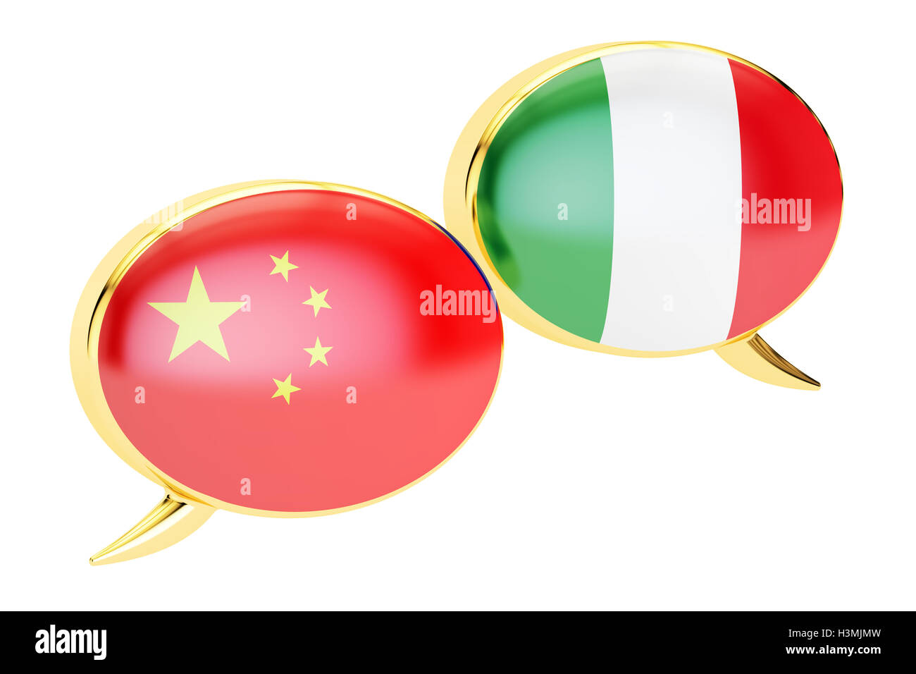 Chinese-Italian conversation concept, 3D rendering isolated on white ...
