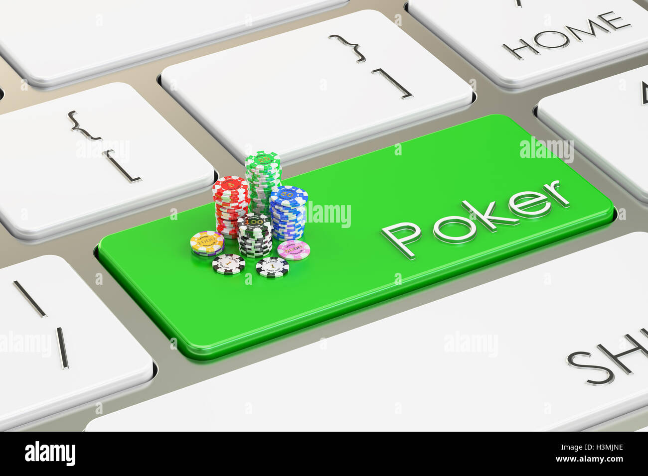 Poker concept on keyboard button, 3D rendering Stock Photo - Alamy