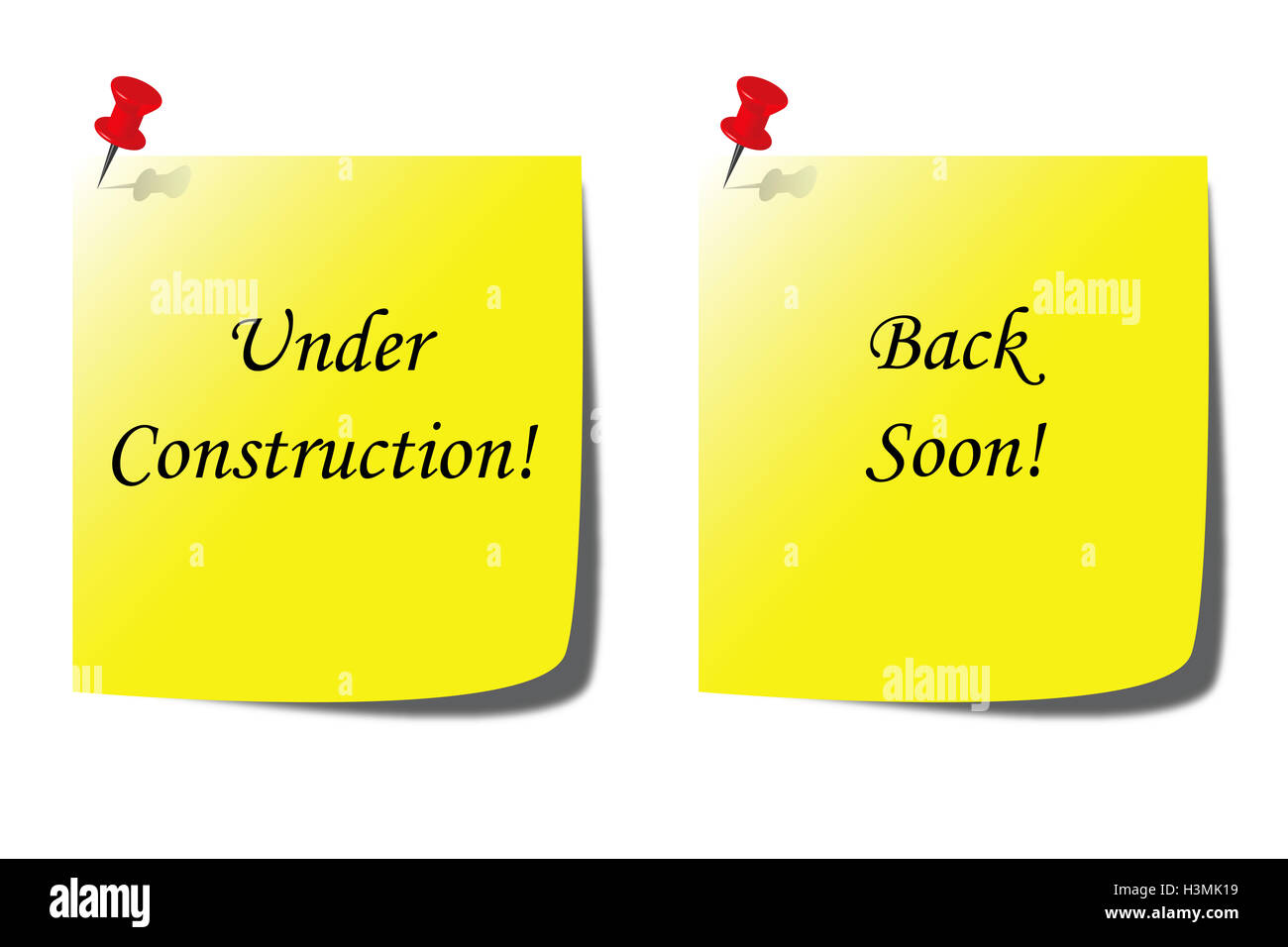 under construction - back soon paper note Stock Photo - Alamy