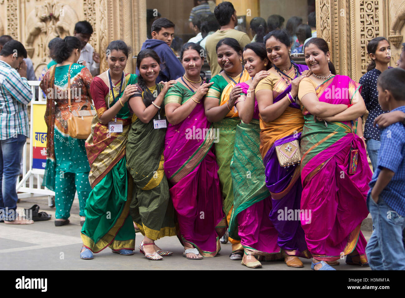 Ladies in typical Maharashtrian attire, Ganesh procession, Pune ...