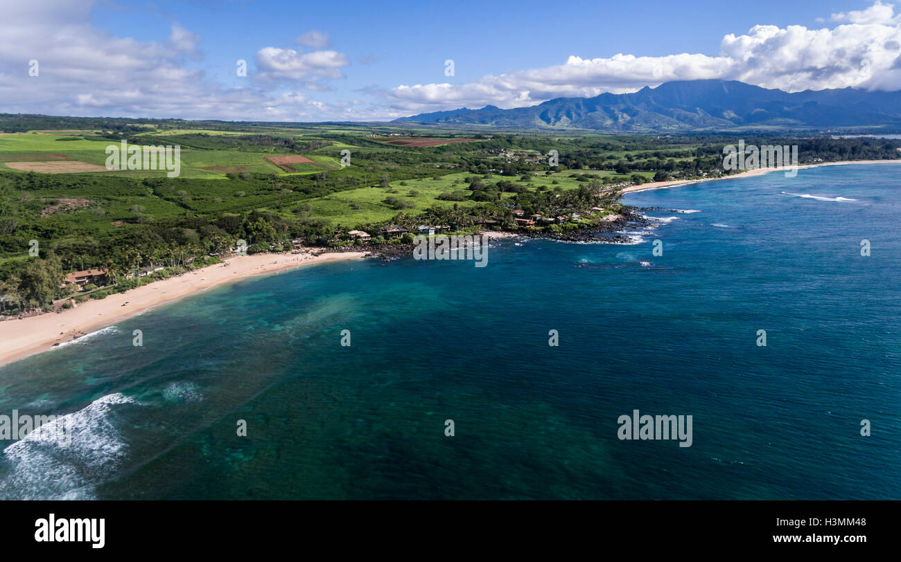 Aerial view of north shore of Oahu Ocean and Beaches Stock Photo - Alamy
