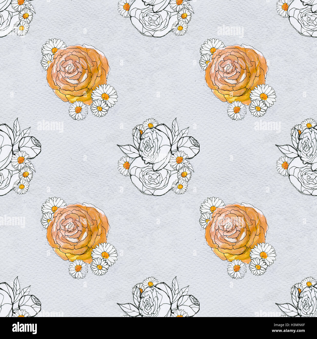 Seamless pattern with colorful flowers Stock Photo - Alamy