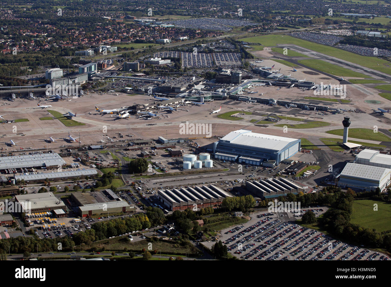 An aerial view of manchester airport hi-res stock photography and ...