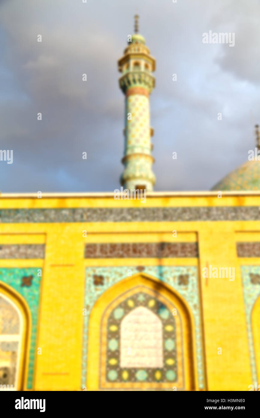 blur in iran and old antique mosque minaret religion persian ...