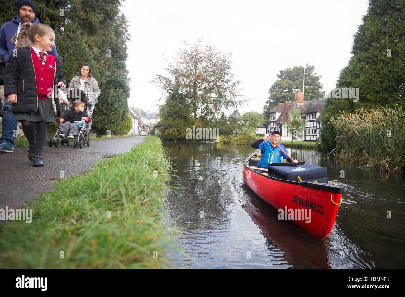 EDITORIAL USE ONLY Domino's delivery driver Robert Isuf paddles a canoe ...