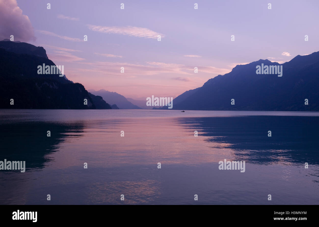 swiss lake at sunset in brienz, Switzerland Stock Photo - Alamy