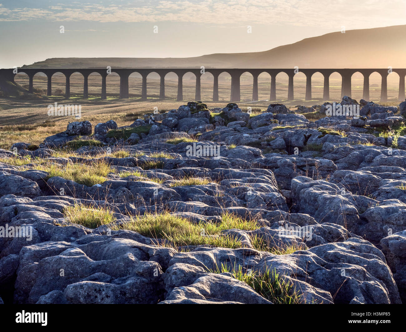 Ribblehead Viaduct at Sunset Ribblehead Yorkshire Dales England Stock ...