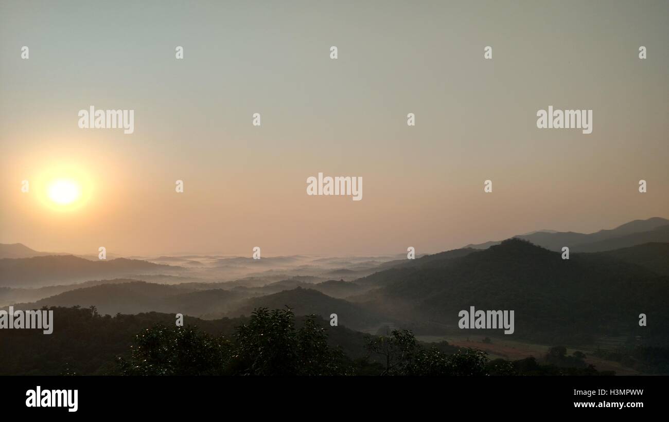 A beautiful hill station and dense forest in southern India (Coorg ...
