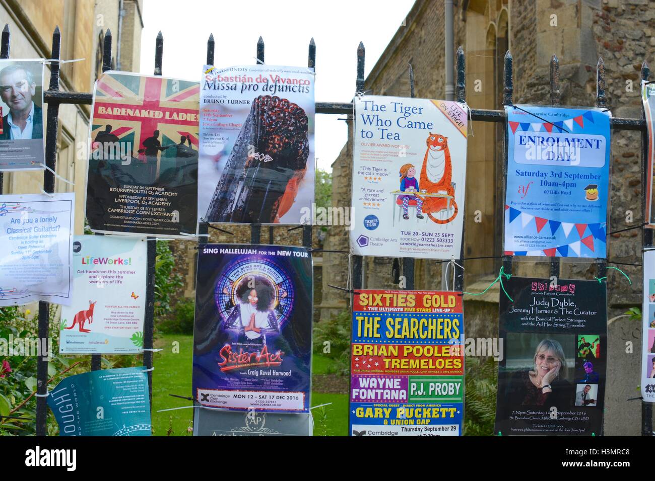 Posters and Flyers on a metal fence, Cambridge, UK Stock Photo - Alamy