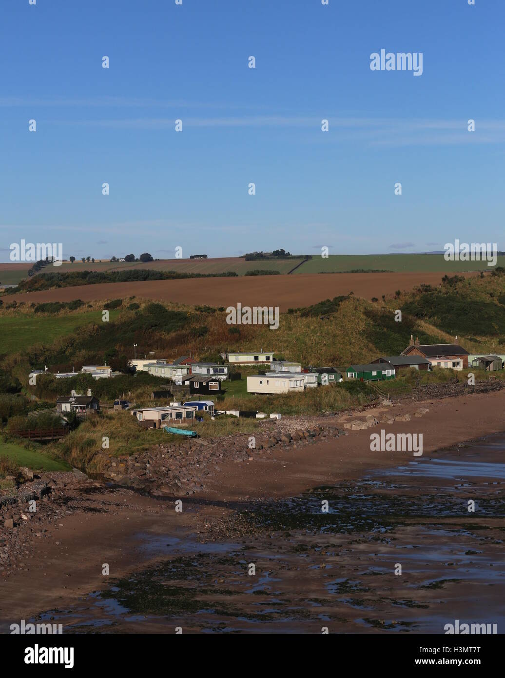 Elevated view of Corbie Knowe Lunan Bay Angus Scotland October 2016 ...