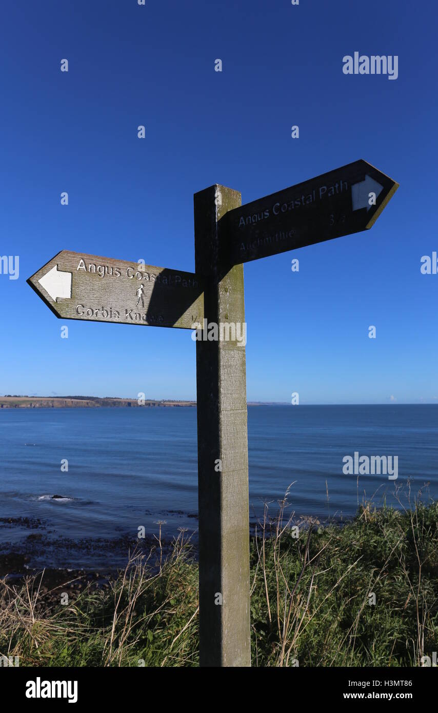 Sign on Angus Coastal Path between Corbie Knowe and Auchmithie Angus ...