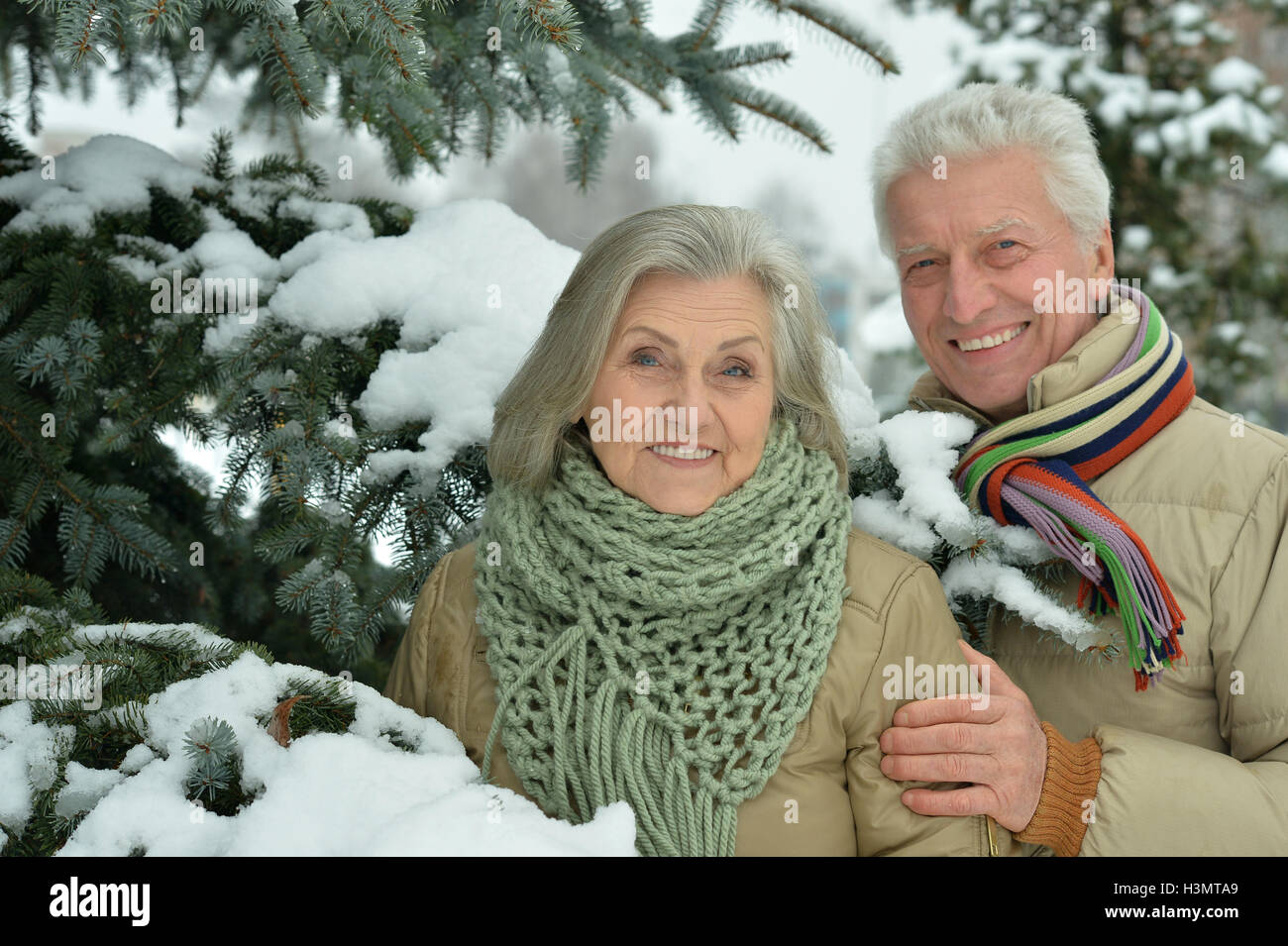 senior couple at winter outdoors Stock Photo - Alamy