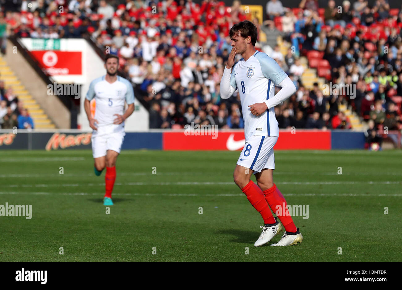England U21's John Swift celebrates scoring his side's first goal of ...