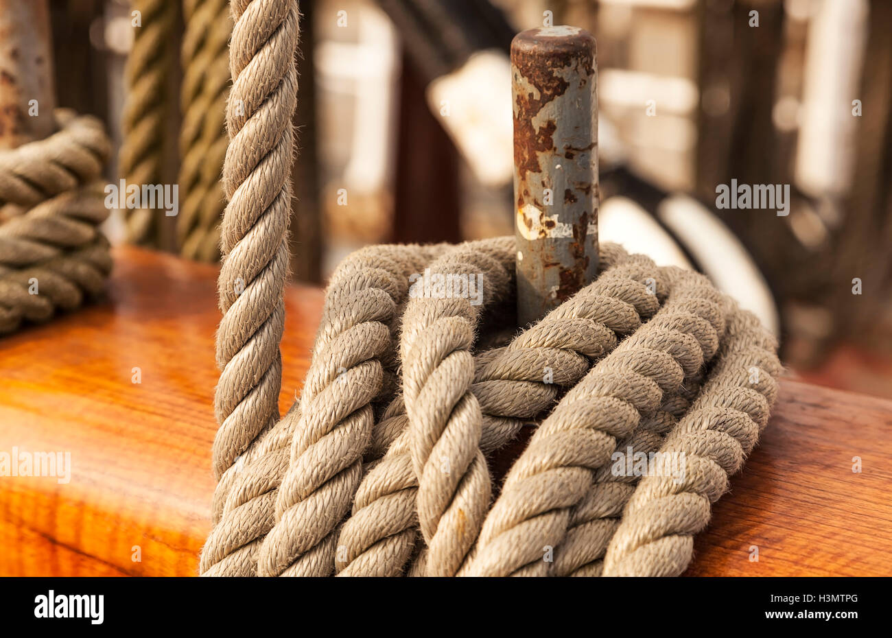 Close Up from Ropes and Nails and other Rig Details of a historic ...
