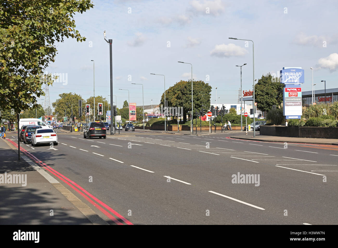 The Purley Way dual carriageway in Croydon, UK. A major out of town ...