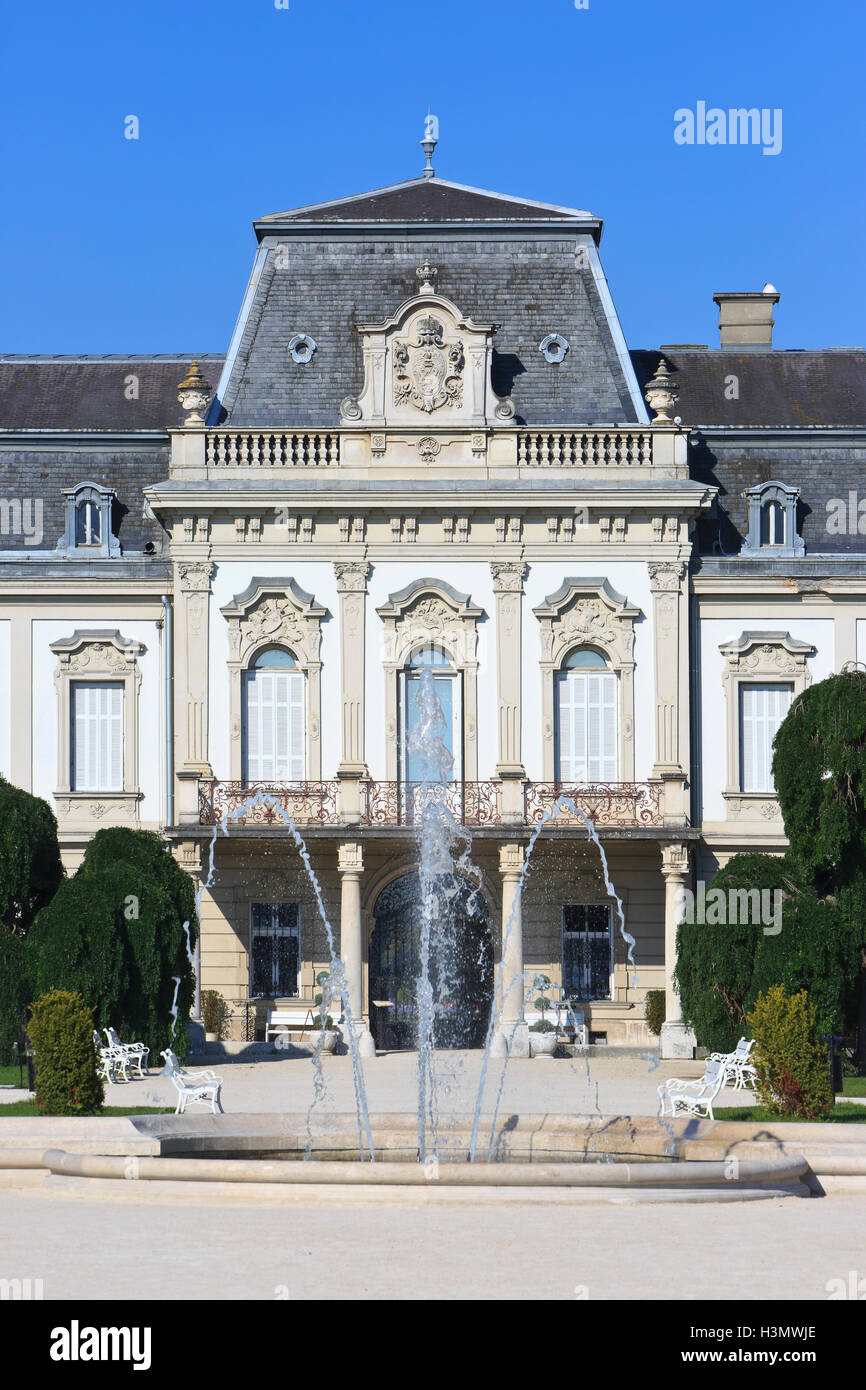 The main entrance with fountains of the Festetics Palace (1745) in ...