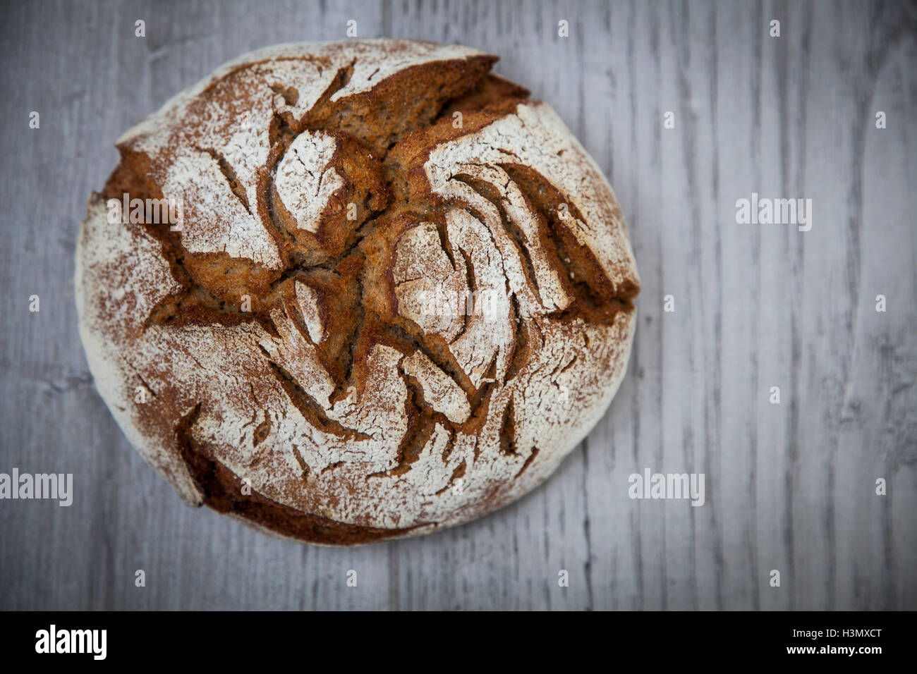 Overhead view of Rye bread (Roggenbrot) on table Stock Photo - Alamy