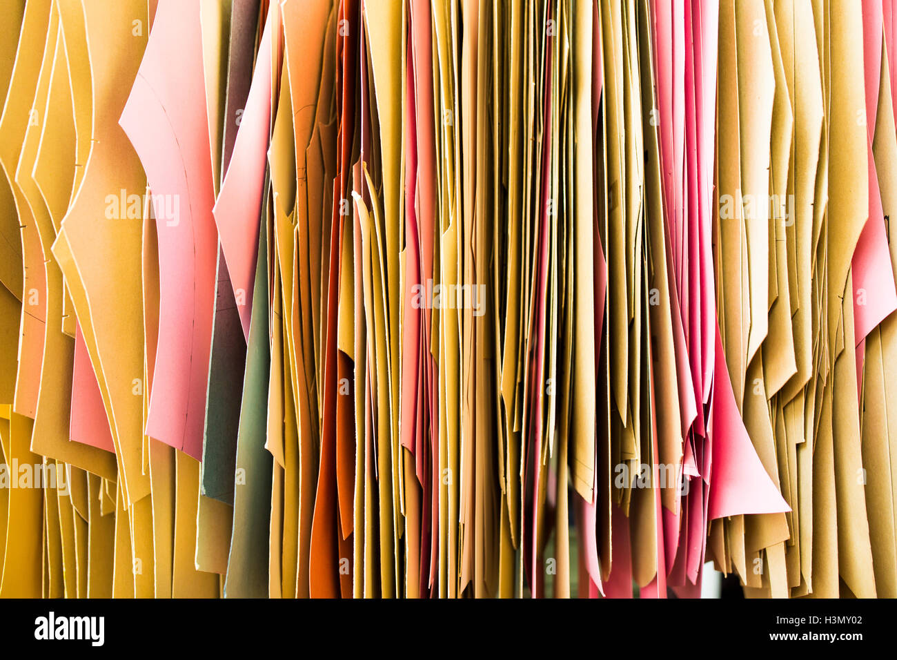 Cardboard templates in leather jacket manufacturers, close-up Stock ...