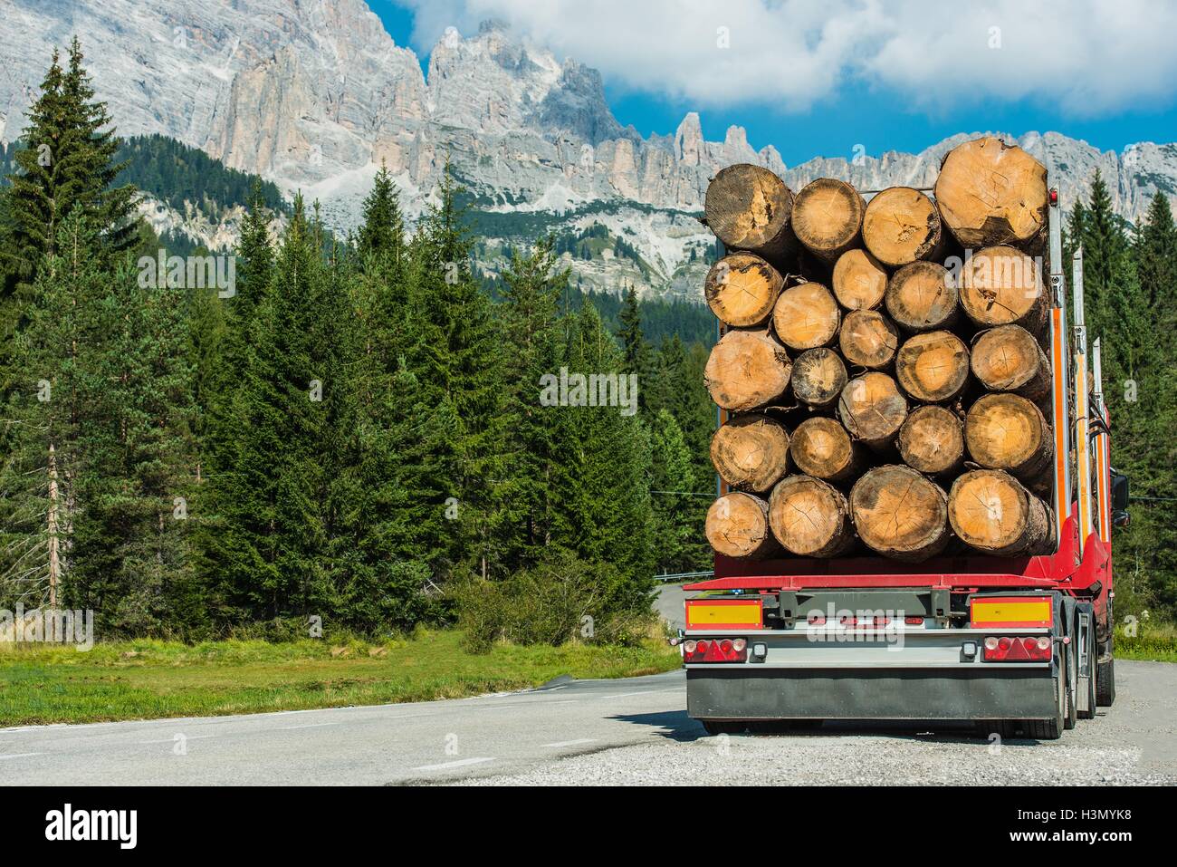Wood Logs Truck Delivery. Timber Lumber Industry Stock Photo - Alamy
