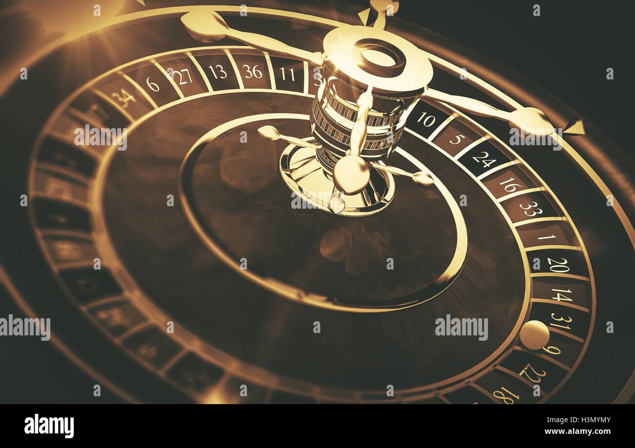Vintage Roulette Gaming Concept 3D Render Illustration. Roulette ...