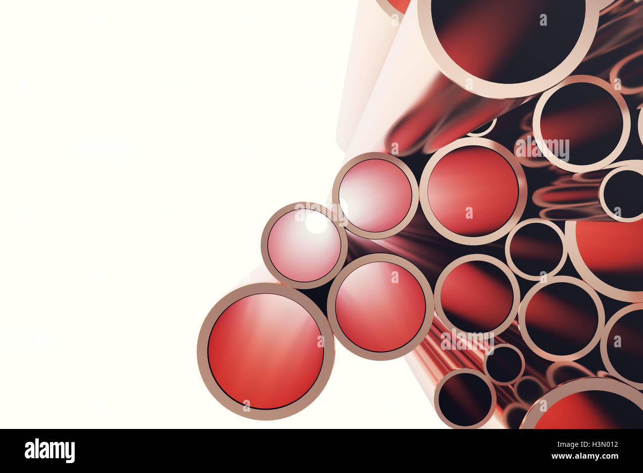 Copper pipes isolated on white. 3d rendering Stock Photo - Alamy