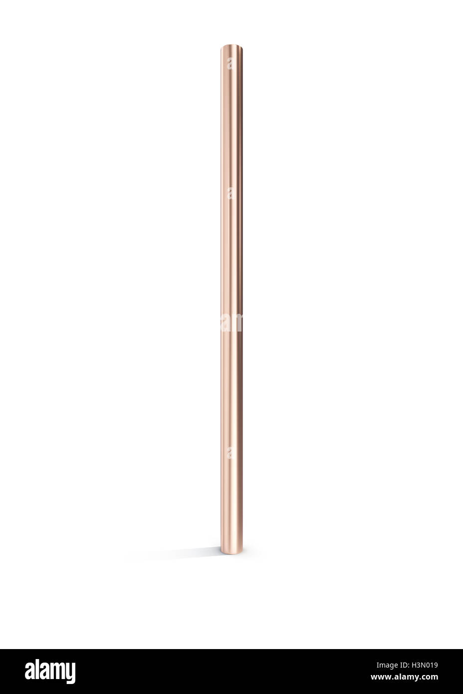 Copper pipe isolated on white background with shawod. 3d rendering ...