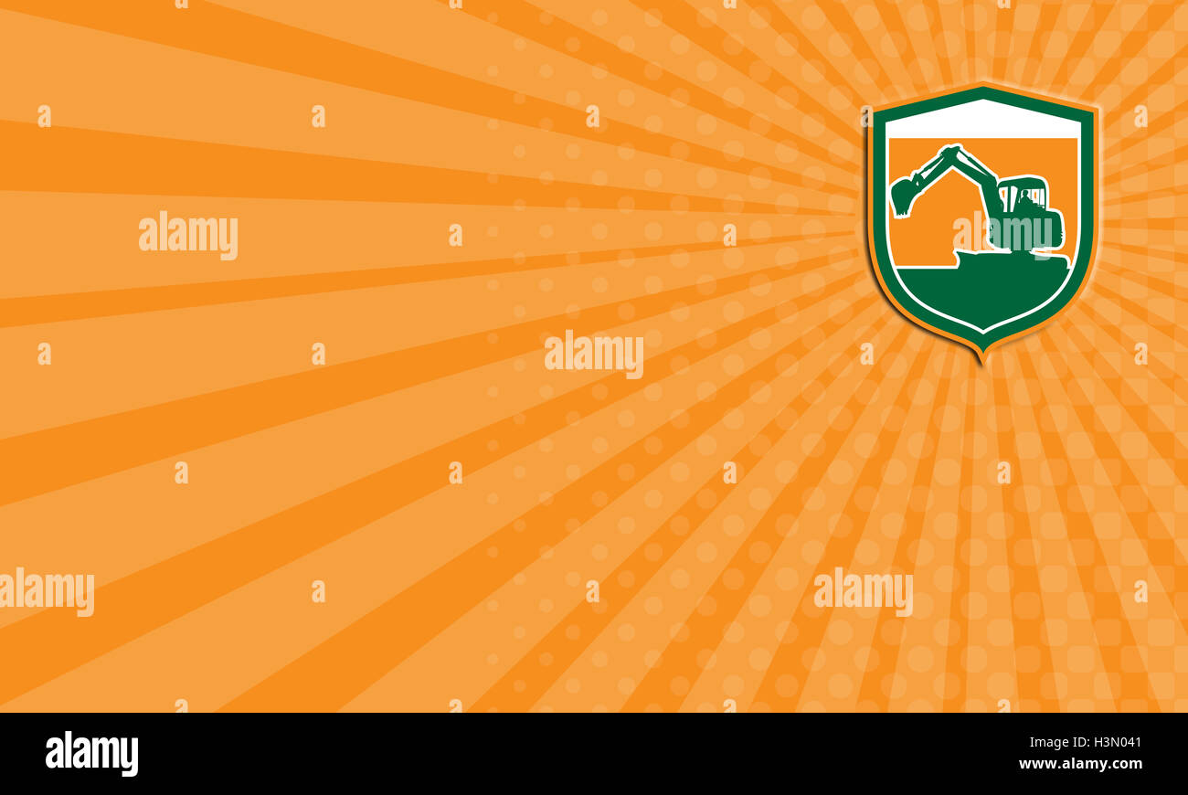 Business card Mechanical Digger Excavator Shield Retro Stock Photo - Alamy